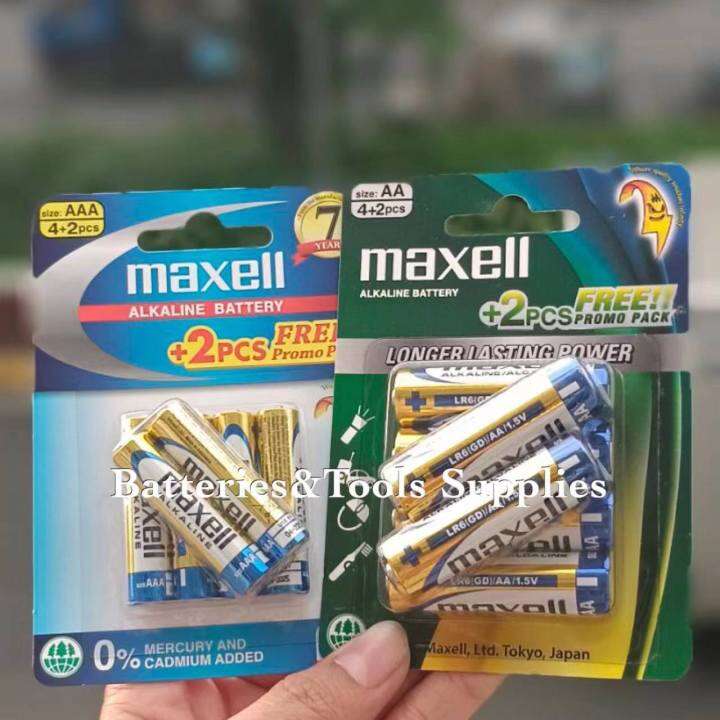 Maxell Alkaline Battery AAA LR03(GD) / AA LR06 (GD) 1.5v 4+2 6pieces 1pack | Lazada PH