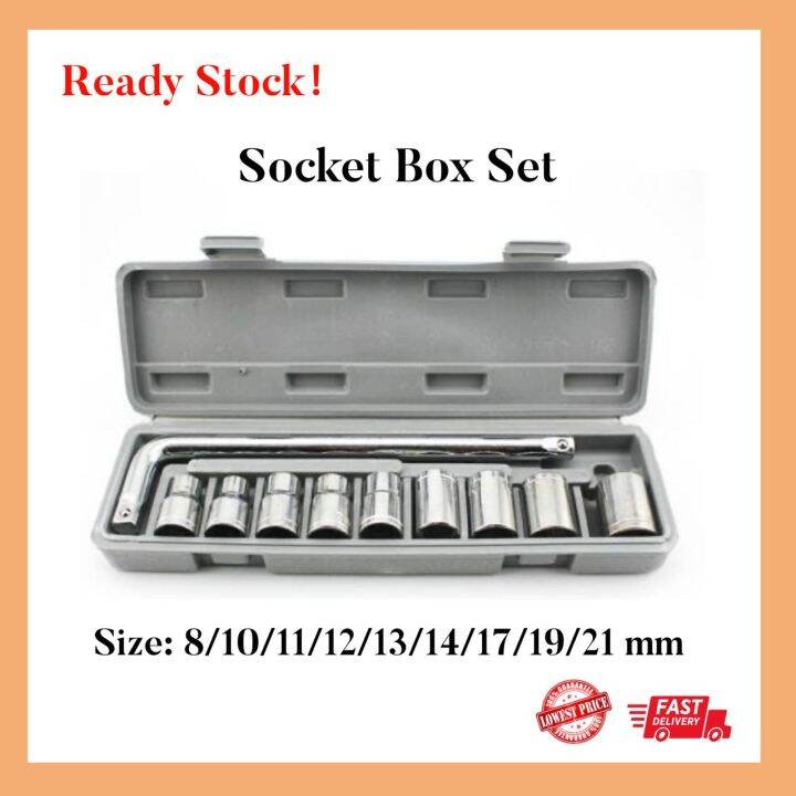 [READY STOCK] 10pcs 1/2″ Socket & Spanner Wrench Tools Set L Type ...