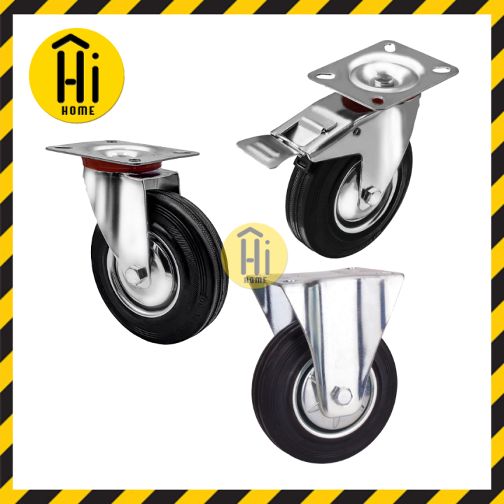 Rubber Swivel Rigid Caster Wheel Multi Size For Trolley, Hand Truck And ...