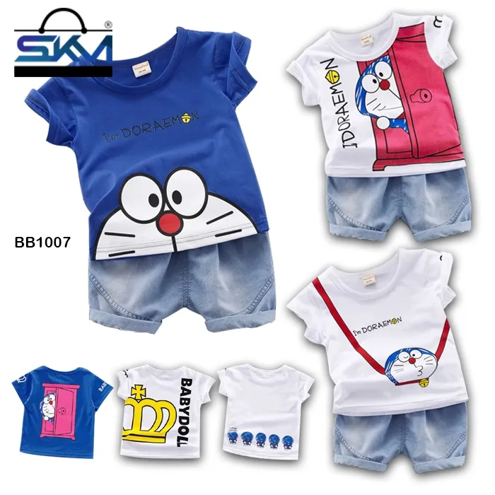 SKM Doraemon Cat Cartoon Summer Boy Girl Jeans Shirt Clothes Set BB1007 ...