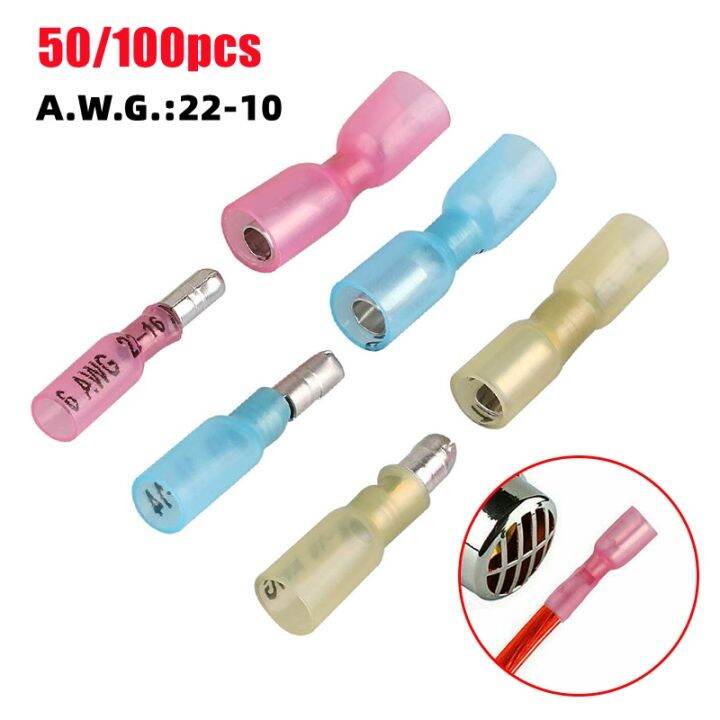 50/100PCS Waterproof Heat Shrink Bullet Terminals Female Male ...
