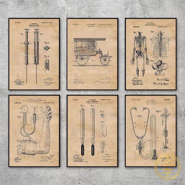Vintage Medical Instruments Poster and Prints Needle Stethoscope Canvas ...