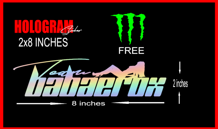 TEAM BABAEROX #1 hologram sticker 2x8 inches | Lazada PH