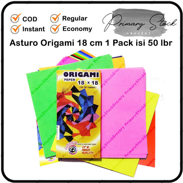Kertas Origami Besar 18x18 Asturo Papercraft Lipat 18 x 18 Isi 50 ...