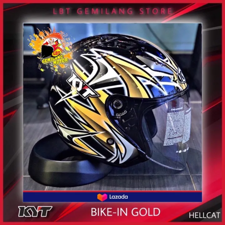 KYT Helmets Hellcat BIKE IN [Black/Gold] 2020 (NEW DESIGN) | Lazada