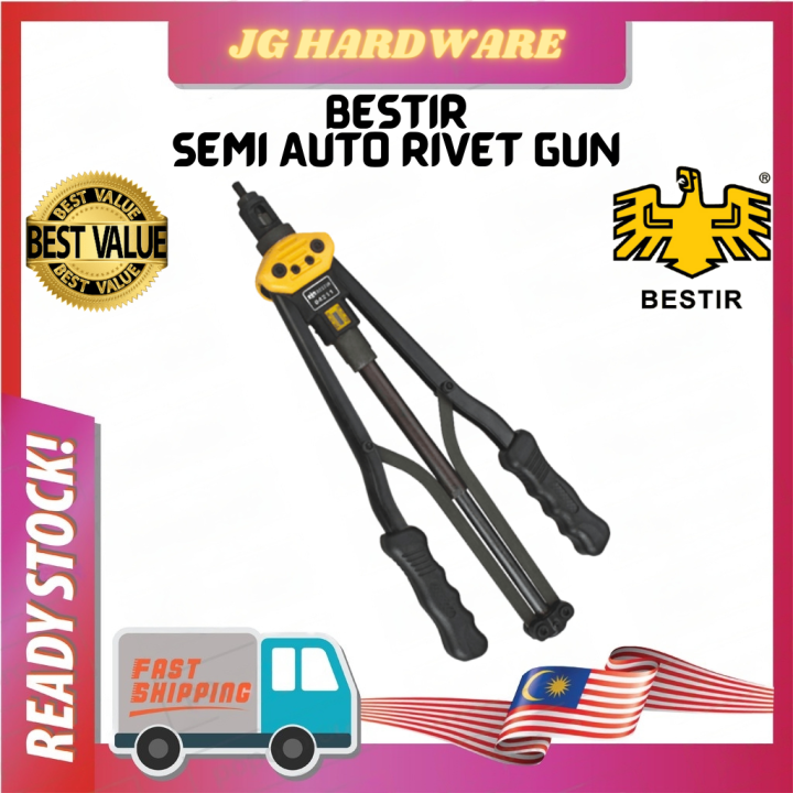 [100% Original] BESTIR Semi Auto Rivet Gun Riveting Machine Nut Tool Threaded Nut Riveting ...