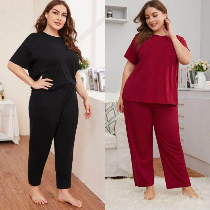 Sleepwear Terno Pajama Plain Colors for Plus Size | Lazada PH