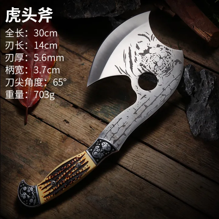 Tiger Head Axe Outdoor Mountain Axe Logging Omahawk Woodworking Fire Axe Knife Cutting Tree ...