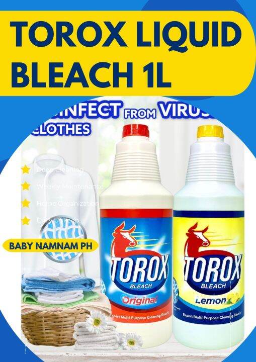 TOROX Bleach 1000 mL Sodium Hypochlorite Tough Clothes Stain Dirt Remove Multi-Purpose ...