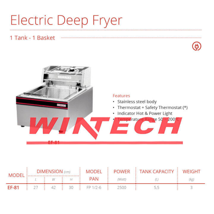 GETRA ELECTRIC DEEP FRYER/PENGORENGAN LISTRIK/ EF-81 - 5,5 LITER ...