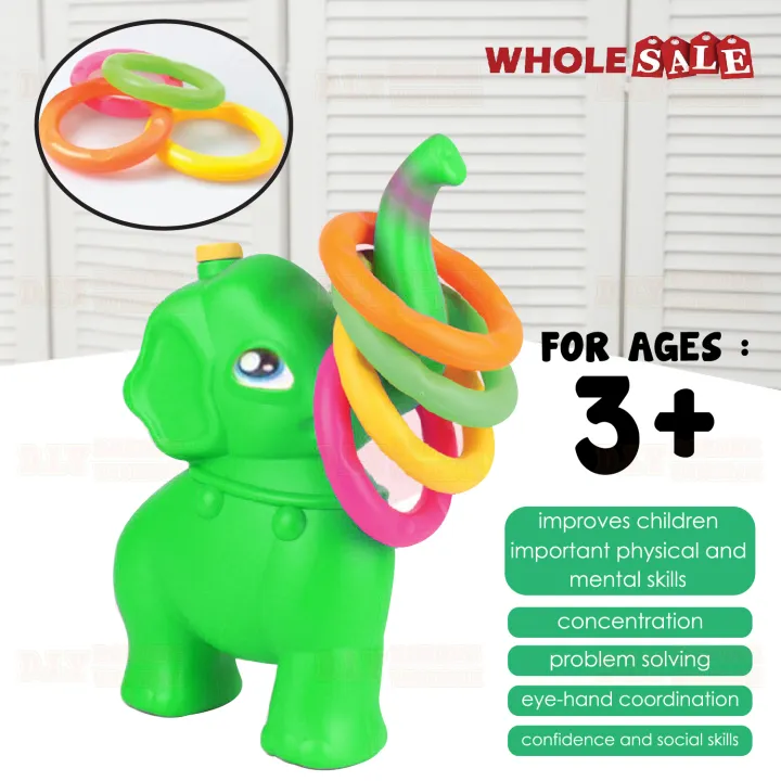 Baby Sensory Toy Throwing Ring Toss Play Game Hoop Rings Elephant Trunk ...
