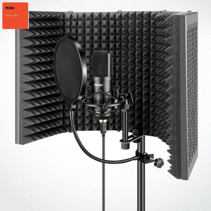 Microphone Isolation Shield Portable Tabletop Sound Absorbing Foam ...
