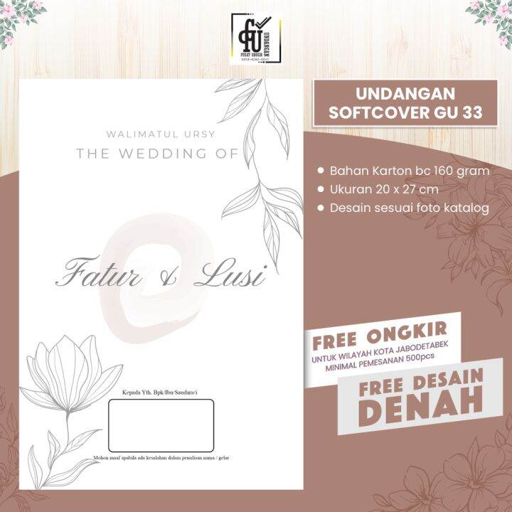 Undangan Pernikahan Soft Cover Motif Bingkai Bunga Aesthetic Kotak ...