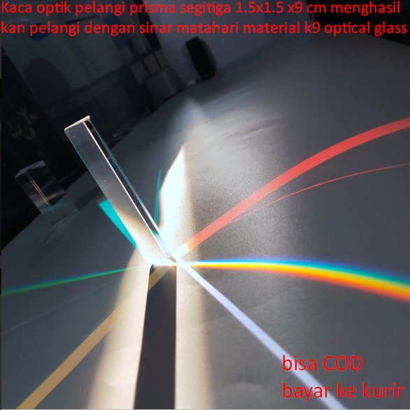 Kaca optik pelangi prisma segitiga 1.5x1.5 x9 cm menghasilkan pelangi ...