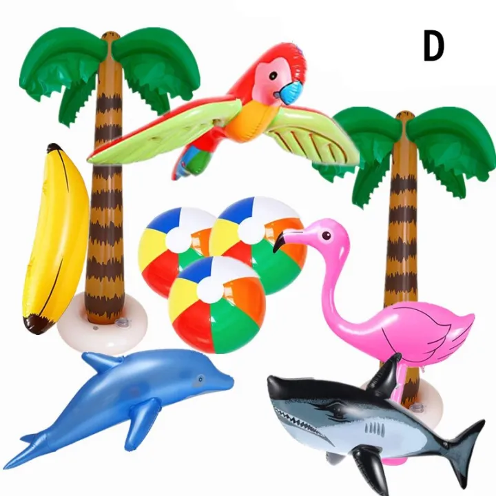 Inflatable Beach Toys Set Funny Flamingo Palm Trees Beach Ball Banana ...