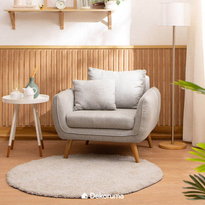 Dekoruma HIKI Sofa Tamu Minimalis 1 Dudukan Abu - Sofa Single Seater | Lazada Indonesia