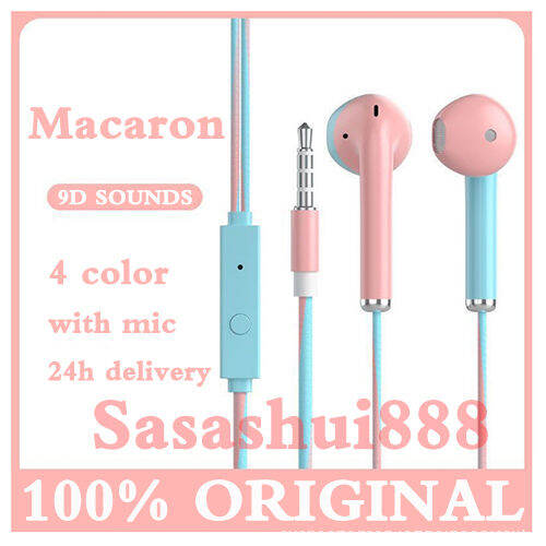 Macaron Bicolor Sport Earphone 3.5mm Wire Control with Microphone ...