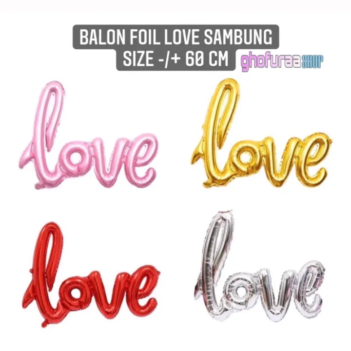 Balon Foil LOVE Sambung warna Merah Gold silver pink dekorasi ...