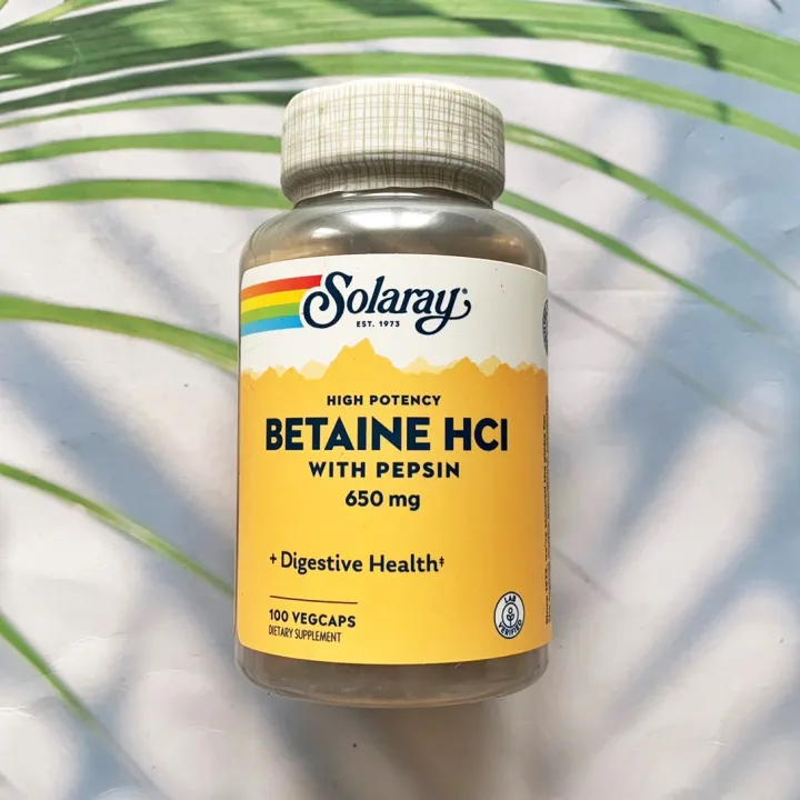 (Solaray®) High Potency Betaine HCL with Pepsin 650 mg 100 VegCaps บีเ ...