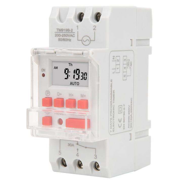 TM919B-2 200-250V AC 30A LCD7 Days Programmable Digital Timer Switches ...