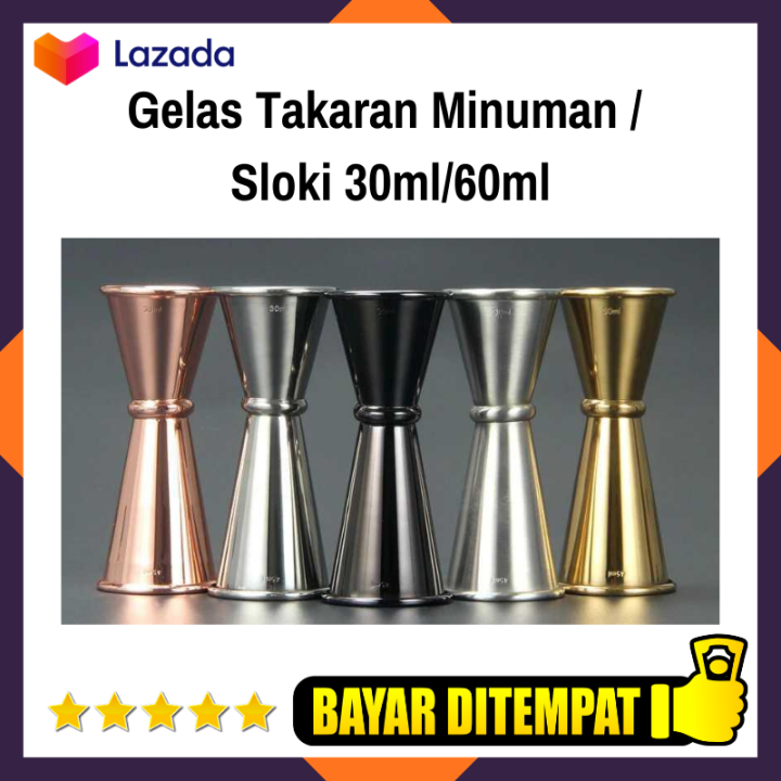 Gelas Takaran Minuman 30ml/60ml / Gelas Ukur Stainless Steel / Sloki ...