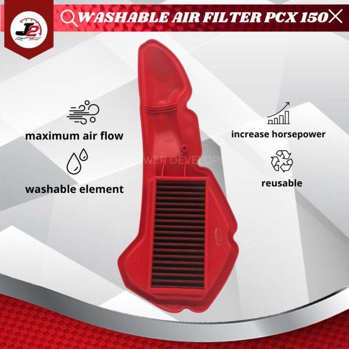 MOTORCYCLE J2 RACING HIRC WASHABLE AIR FILTER PCX 150 | Lazada PH