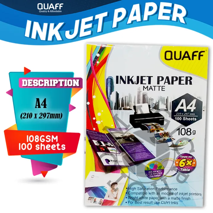 Magic photo00 108gsm Matte Inkjet Paper A4 Size QUAFF & MERRY ...