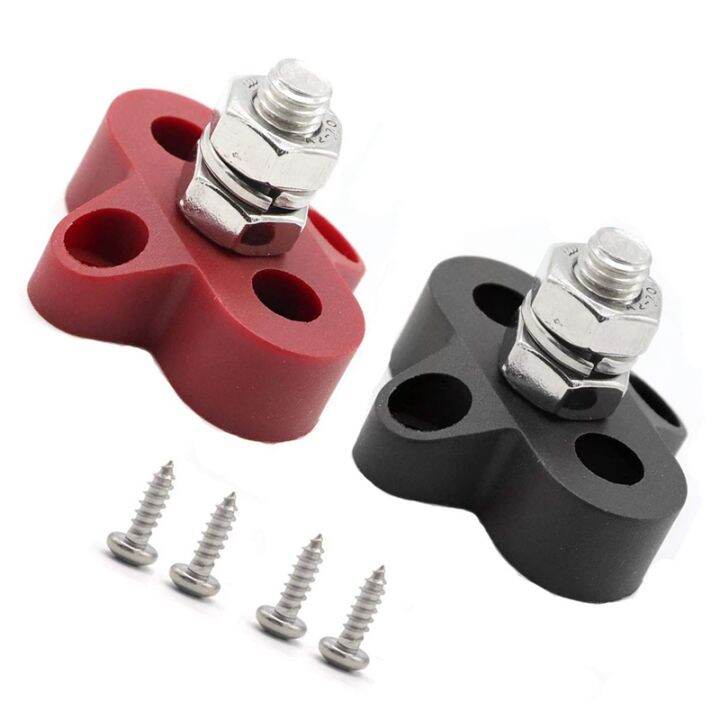 2Pcs 5/16 Inch DC 48V Busbar Power Terminal Block M8 Positive Negative Power Distribution Stud ...