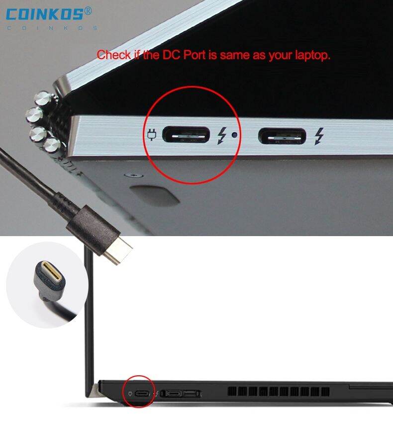 65W USB Type C Laptop Charger Power Adapter For Lenovo ThinkPad X1 Carbon 6th Gen 20KG 20KH ...