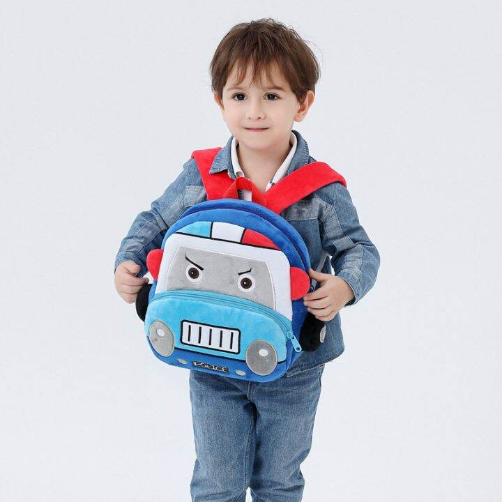 【Gesh department store 】 3D Cartoon Blue Plush Backpacks Boy Police 3D ...