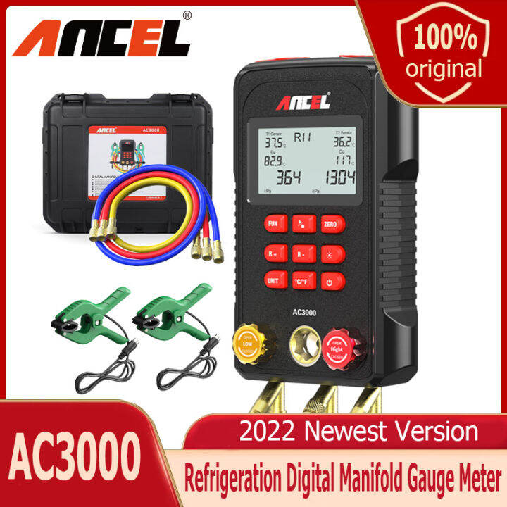 Ancel AC3000 Refrigeration Digital Manifold Gauge Meter Air Conditioner ...