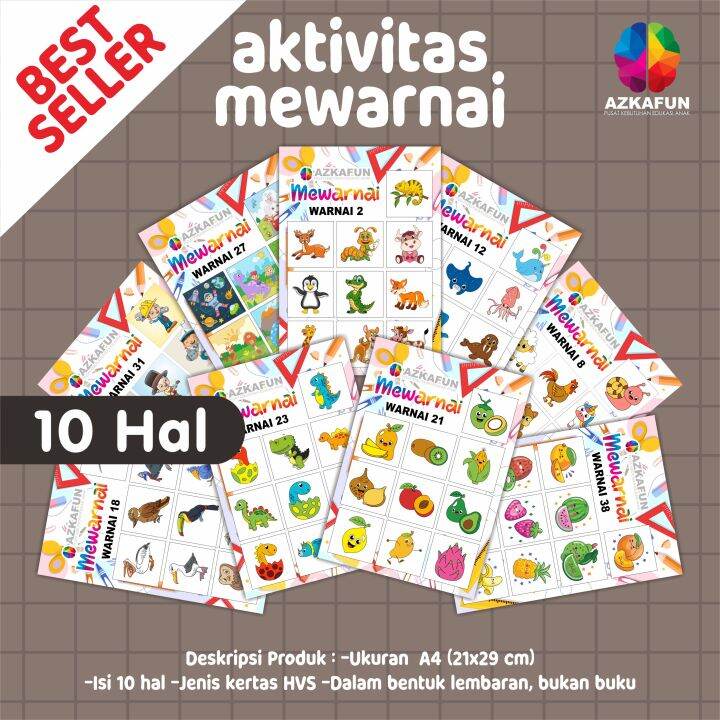 Lembar Belajar Mewarnai - Worksheet Anak - Belajar mewarnai Best seller ...