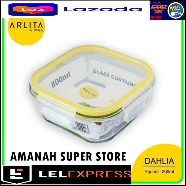 ARLITA DAHLIA SQUARE YELLOW Glass Container 800 ML - BY KIRIN | Lazada ...