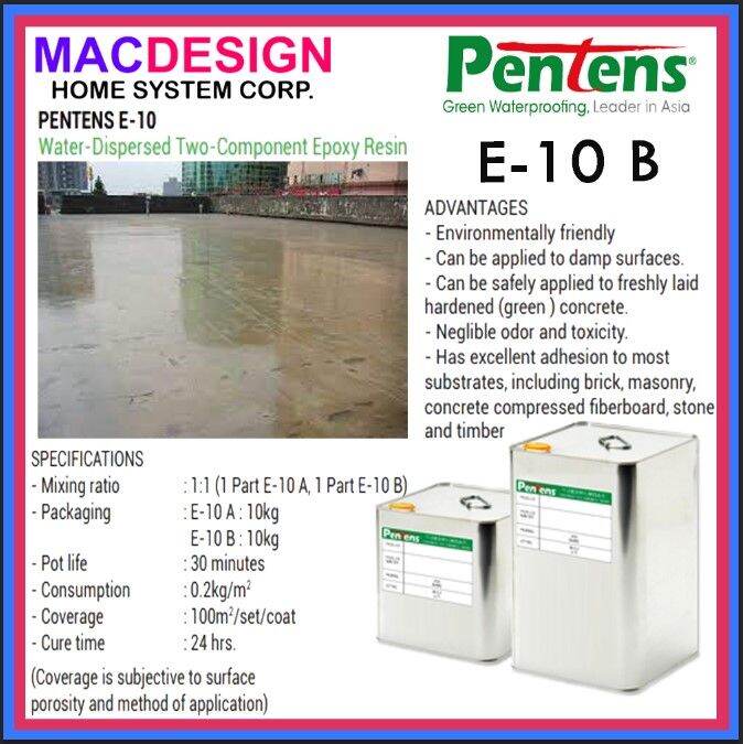 PENTENS PNT E10B 10KGS E10 Water Dispersed Two Component Epoxy Resin ...
