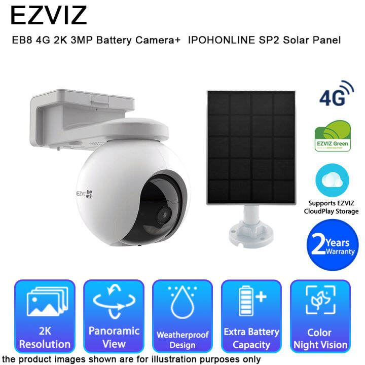 EZVIZ EB8 4G 2K 3MP Pan & Tilt 4G Network Smart Home Battery Camera ...