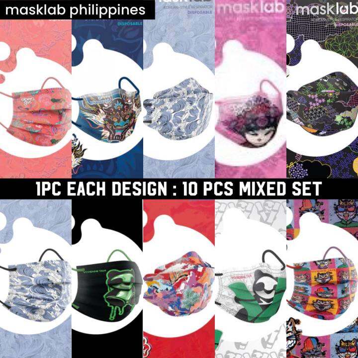masklab : VIVIENNE TAM 2.0 MIXED DESIGN KF94 MASK / SURGICAL MIX SET COLLECTION : (10 PCS ...