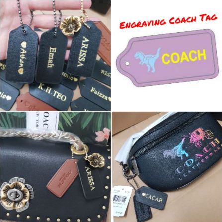 [PRE-ORDER] COACH name tag engraving tag leather tag | Lazada