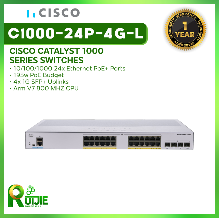 Cisco Catalyst 1000 Series POE Switch 24 Port GE, 24x 10/100/1000 RJ45 ...