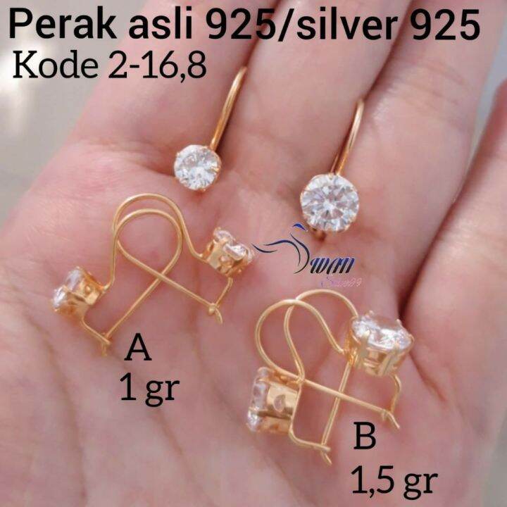 (B=1,5gr) Anting perak asli 925 lapis mas putih ANTI KARAT K2-16,8 | Lazada Indonesia