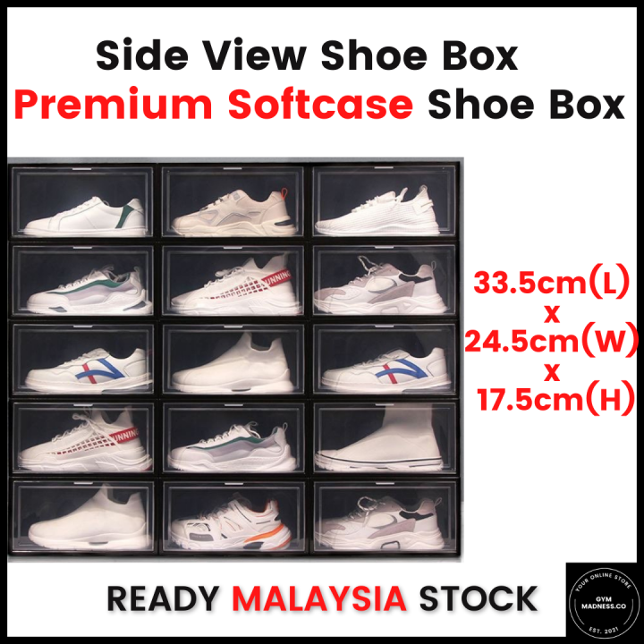 【Side View】 Large Stackable Interlock Side Open Shoe Box Storage Box Organiser Display Cabinet ...
