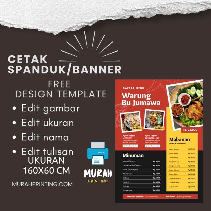 bikin banner spanduk menu toko warung nasi | Lazada Indonesia
