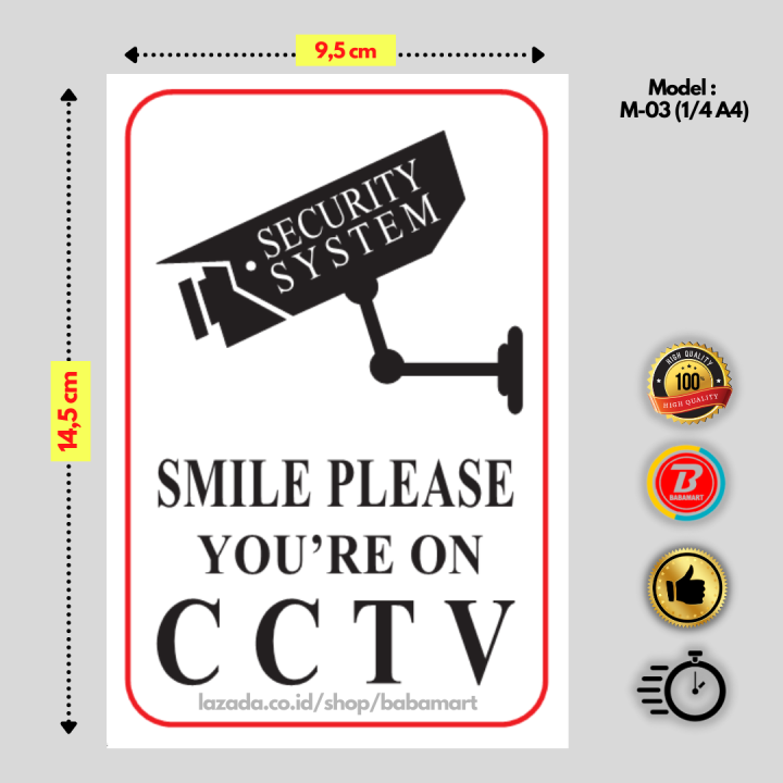 STICKER STIKER CCTV UKURAN 1/4 A4 BAHAN VINYL HIGH QUALITY + LAMINASI ...