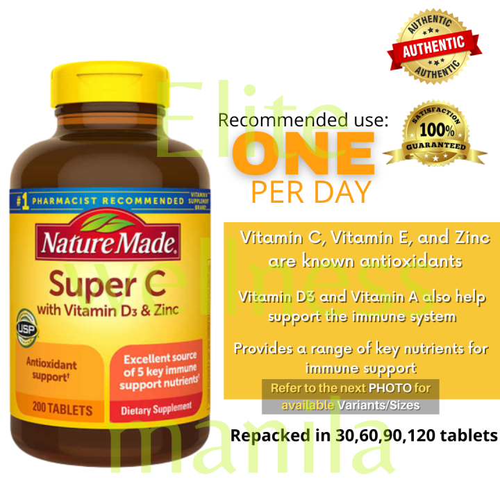 120 Tablets- Nature Made Super C with Vitamin D3 and Zinc AUTHENTIC ...