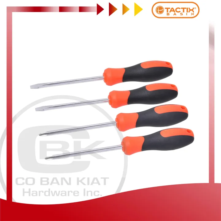 Tactix Basix 580604 Screwdriver Set 4-PC 100mm (Black/Orange) | Lazada PH