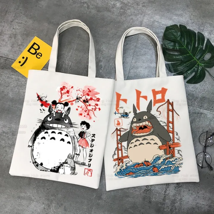 Totoro Studio Ghibli Tote Bag Unisex Spirited Away Canvas Bags Miyazaki ...