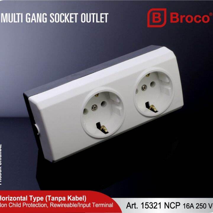 Broco Stop Kontak Arde Non CP 2 Lubang Putih 1532155NCP 15321 NCP ...