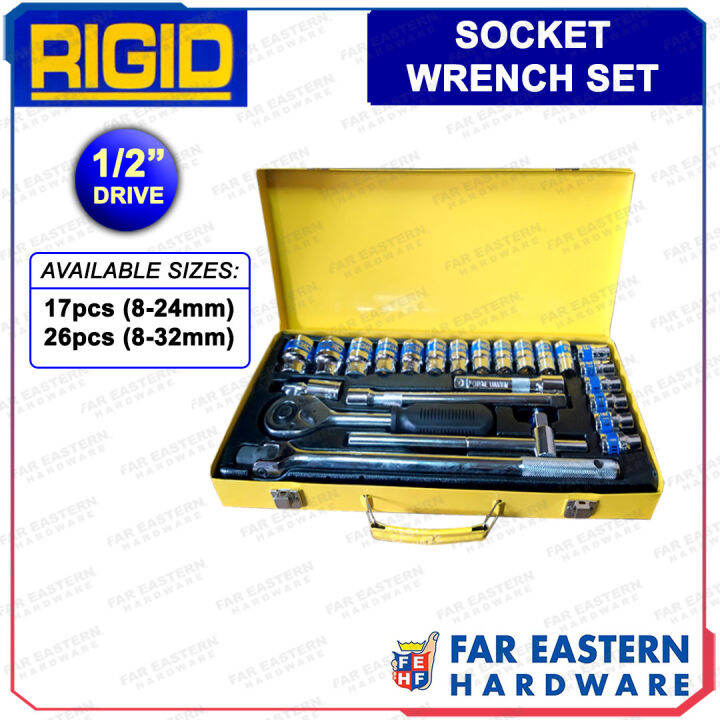 RIGID Socket Wrench Set Ratchet (8-24mm | 8-32mm) 1/2" Drive 6 Point ...