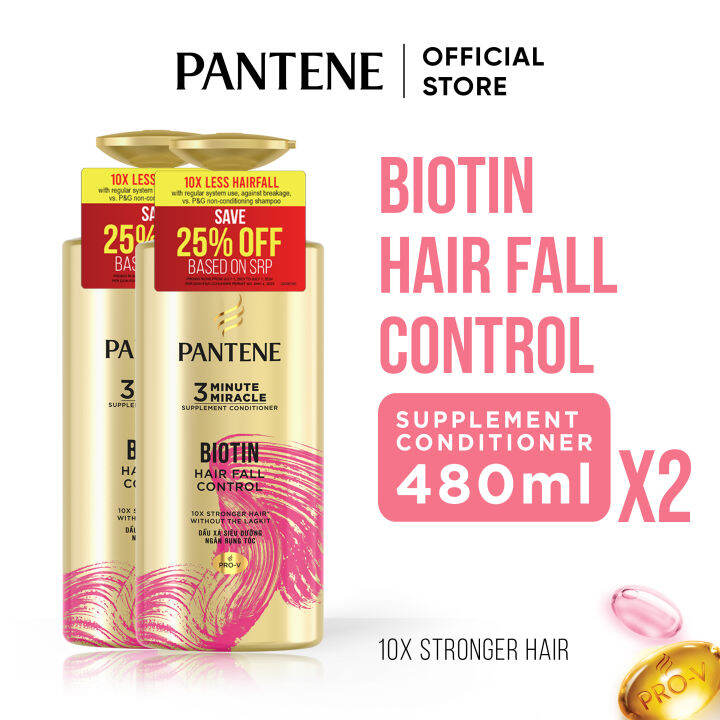 Pantene Biotin Strength Pro-V 3 Minute Miracle Conditioner [Hair Fall ...