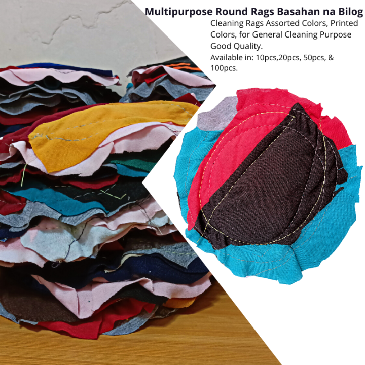 Multipurpose Round Rags Basahan na Bilog Cotton Cleaning Rag Assorted ...