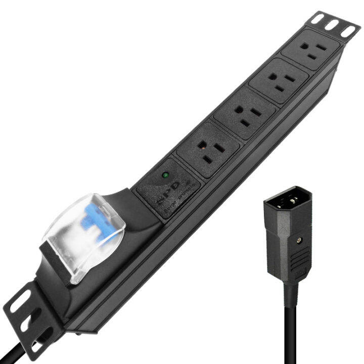 PDU Power Strip Unit 3500W 4 Ways US Socket Plug Surge Protection+16A Circuit Breaker for Data ...